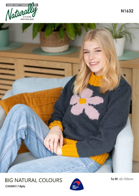 Naturally DK N1632 Chunky Daisy Jumper | Knitting Pattern